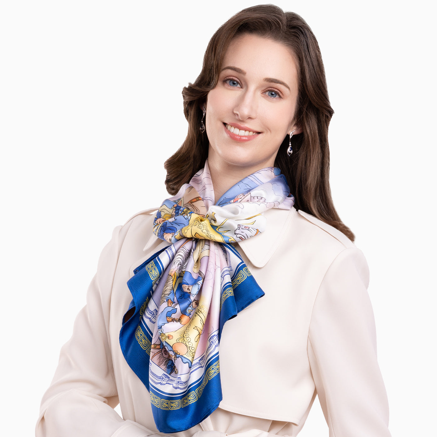 Mulan Double Sided Scarf Royal Blue and Bronze | Shen Yun Collections